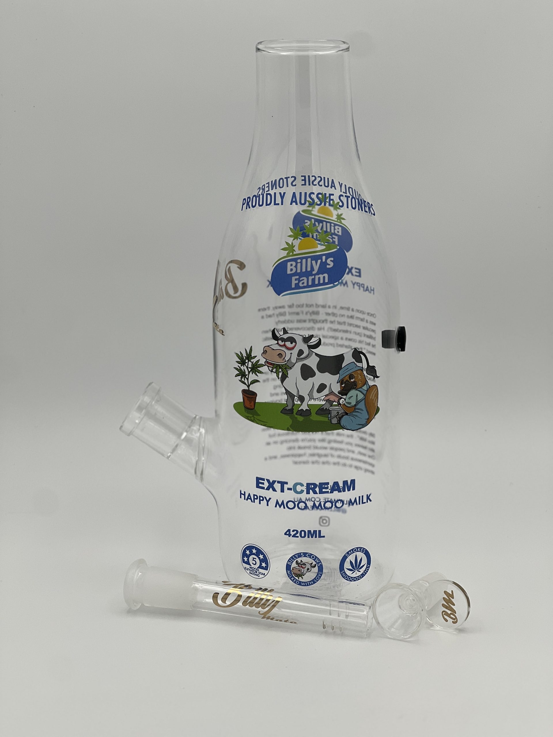 Billy Mate Happy Milk Bottle Bong 24cm - East Coast Bongs