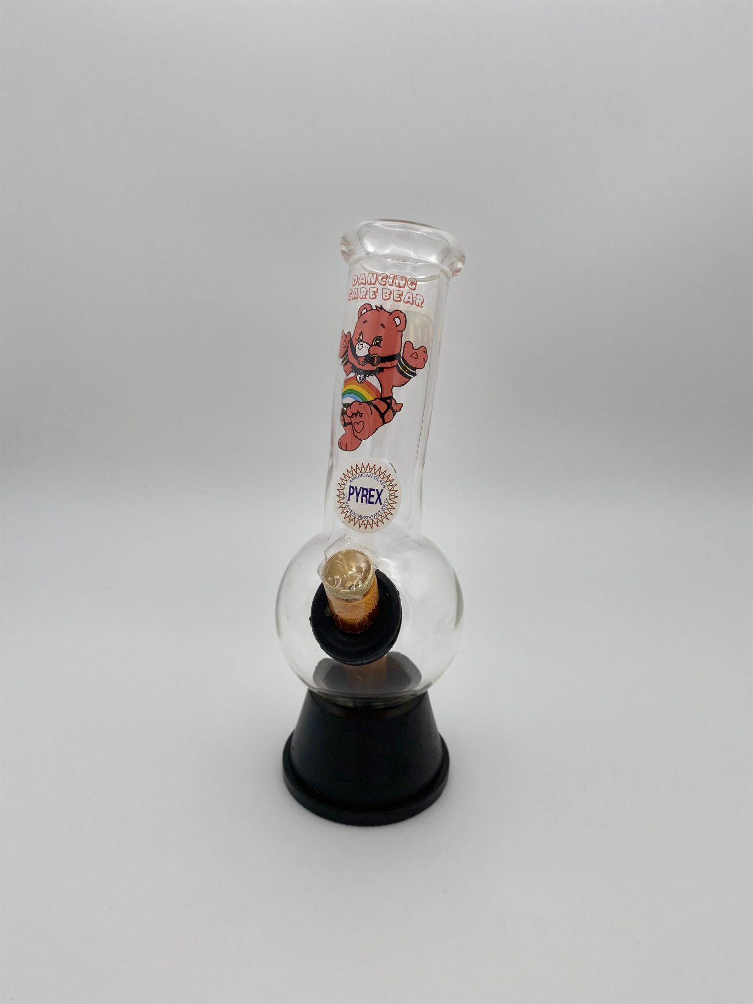 Pyrex Small Bonza Bubble ‘Dancing Care Bear’ Bong 20cm - East Coast Bongs