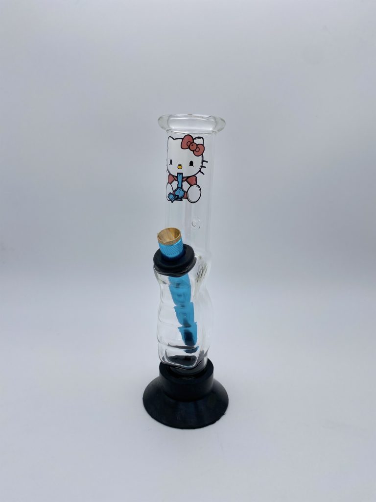 Pyrex Small Gripper 'Hello Kitty' Bong 22cm - East Coast Bongs