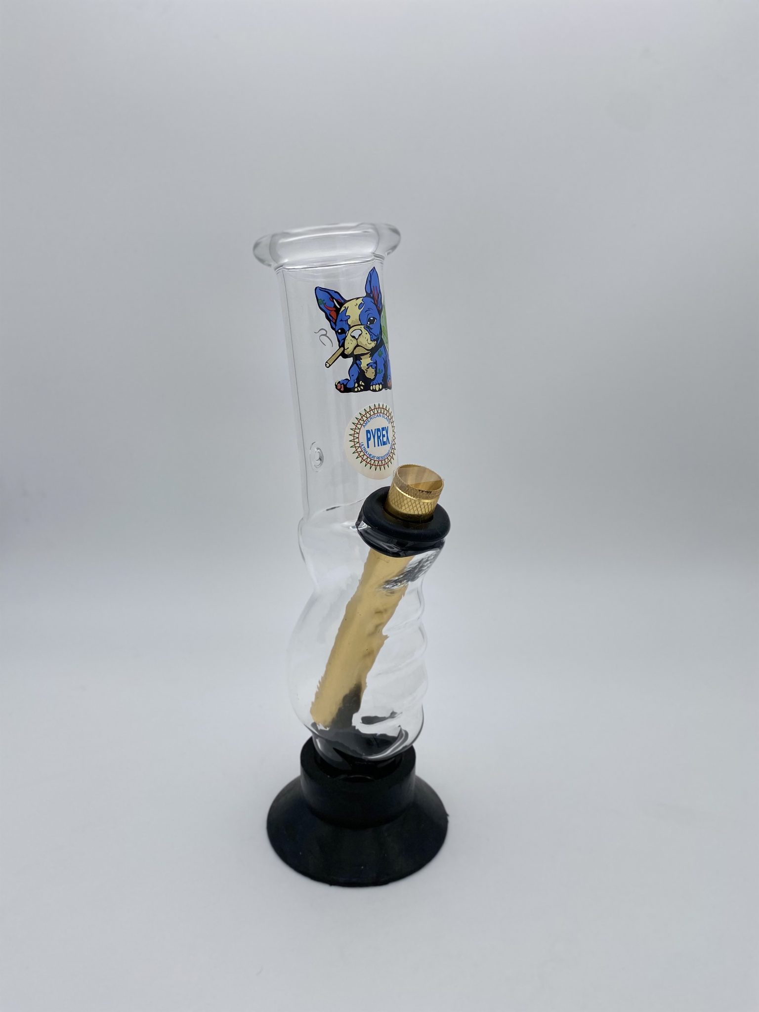 Pyrex Medium Gripper 'French Bulldog' Bong 22cm - East Coast Bongs