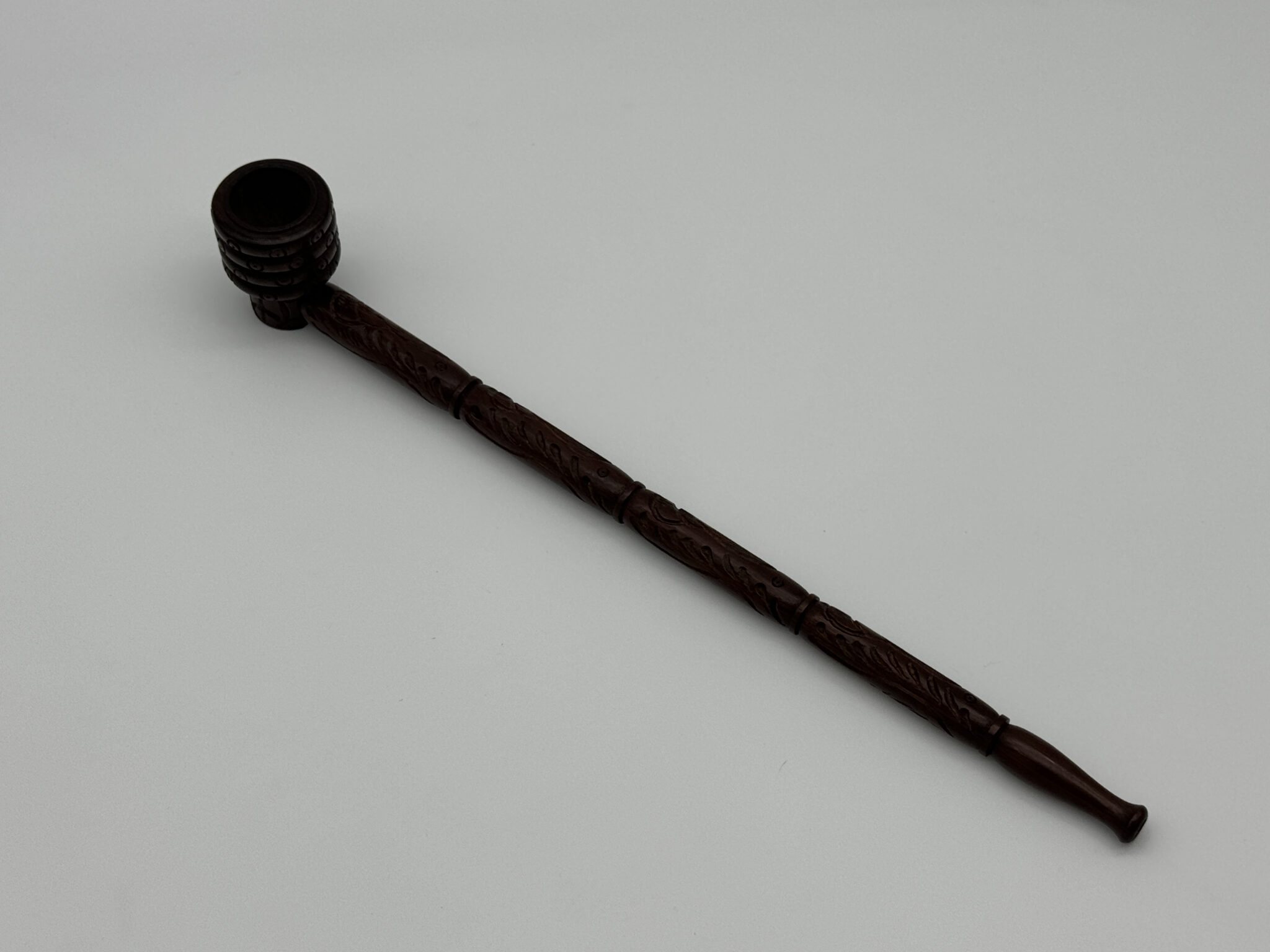 Carved Long Wooden Pipe 37cm - East Coast Bongs