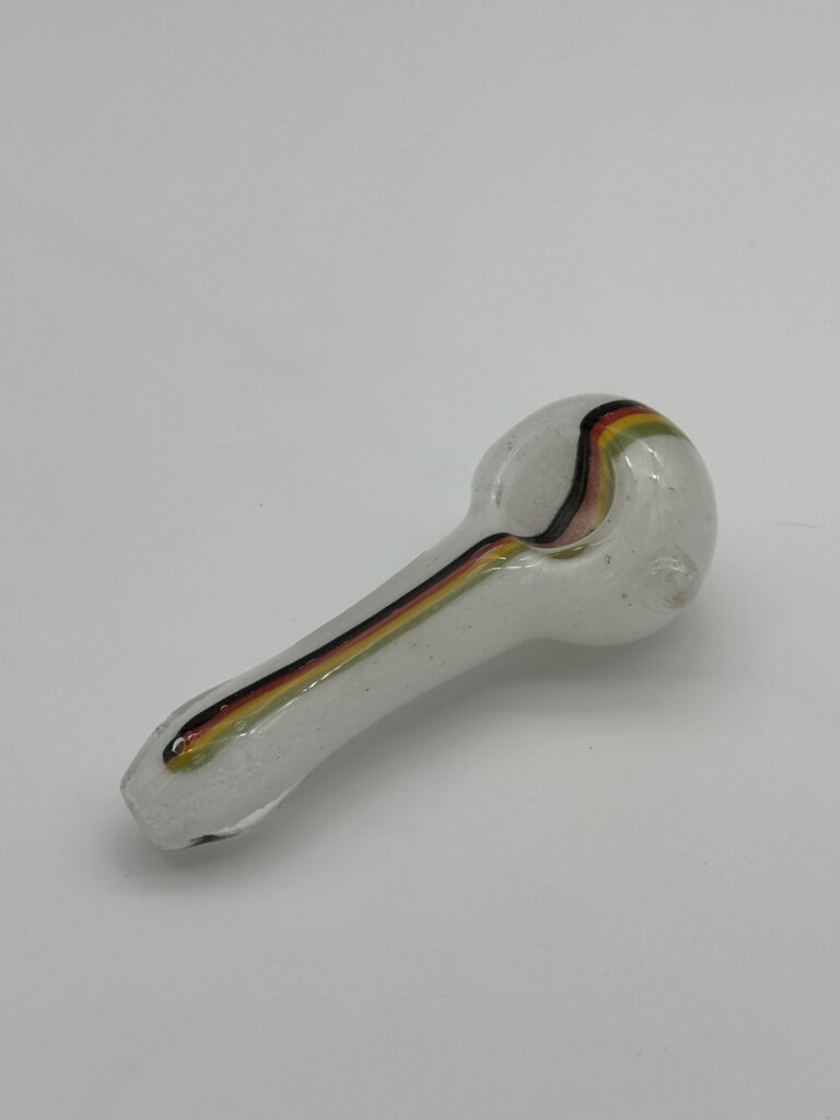 Glass Pipe White with Stripes - East Coast Bongs