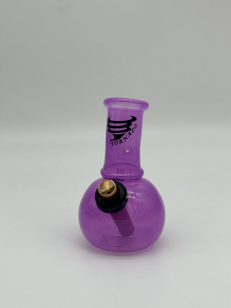 Purple Breeze: Compact Bubble Bong with Metal Bonza Stem and Brass Cone ...
